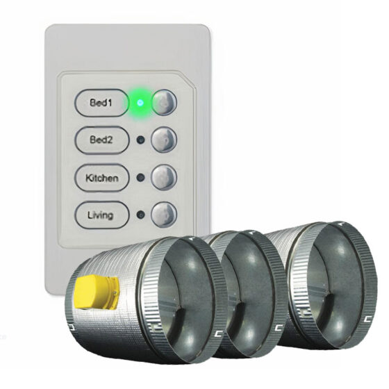 Electronic Zoning Kit for 3 Rooms. 150mm Dampers | Fansonline Australia