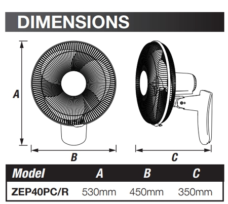 Plastic wall fan with remote control - 3 speeds | Fansonline Australia