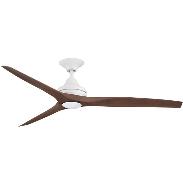 Spitfire V2 Ceiling Fan with LED Light- Matte White With Walnut Plastic ...
