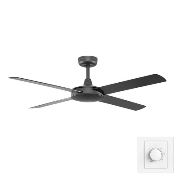 Fanco Eco Silent Deluxe DC Ceiling Fan with Wall Control - Black 52 ...
