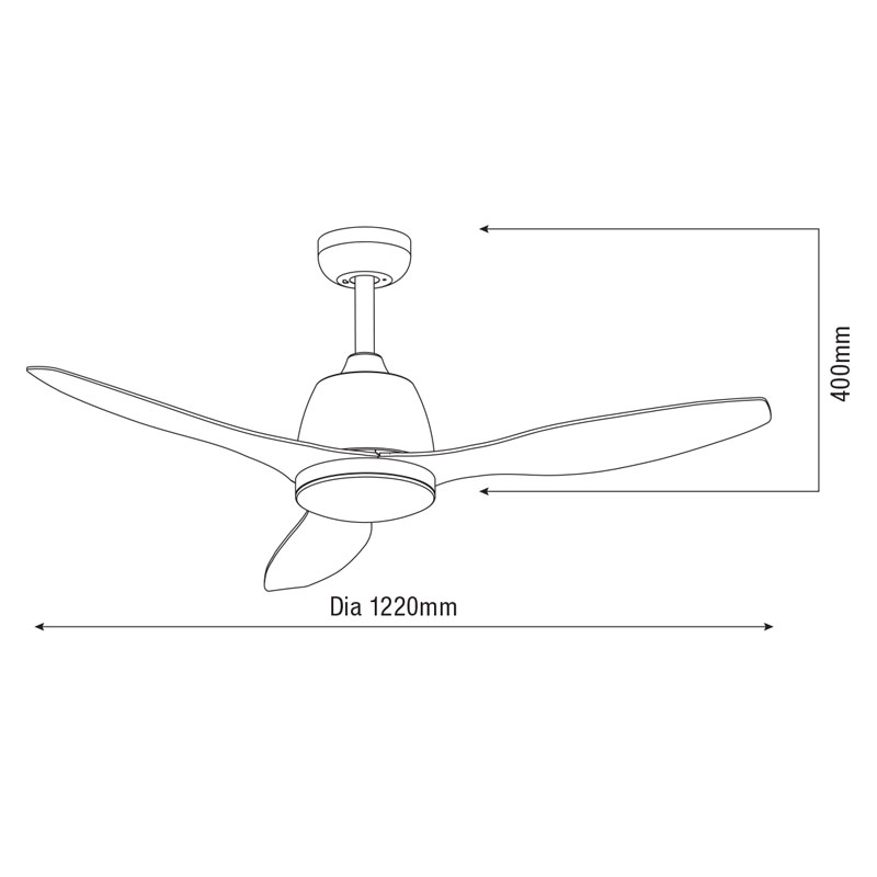 Martec Elite Ceiling Fan With LED - White with Oak 48" | Fansonline ...