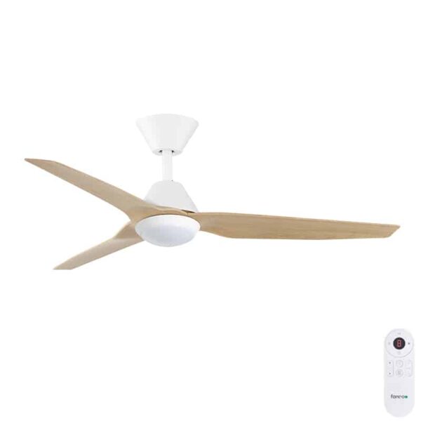 Fanco Infinity-iD DC 48" Ceiling Fan with LED Light. White & Beechwood ...