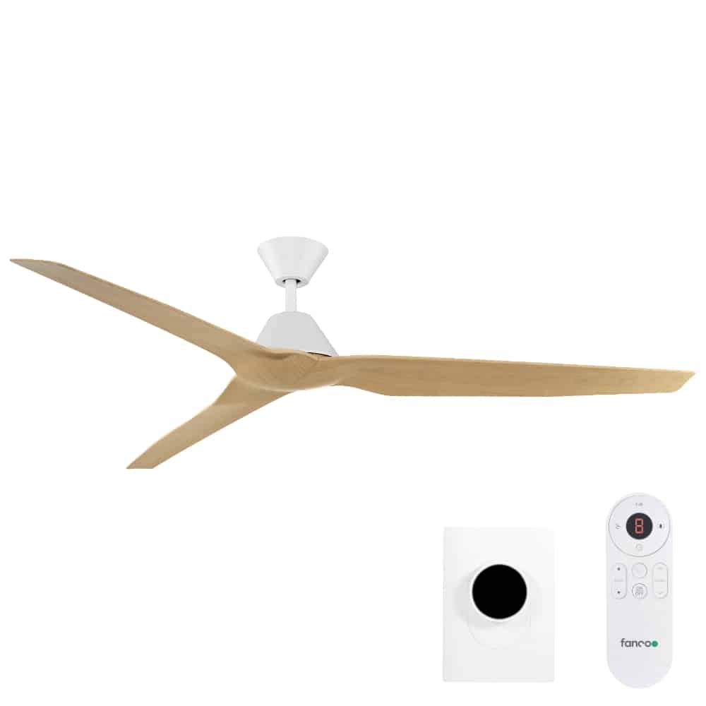 Fanco Infinity-iD 64" DC Ceiling Fan with Tri Control. White/Beechwood ...
